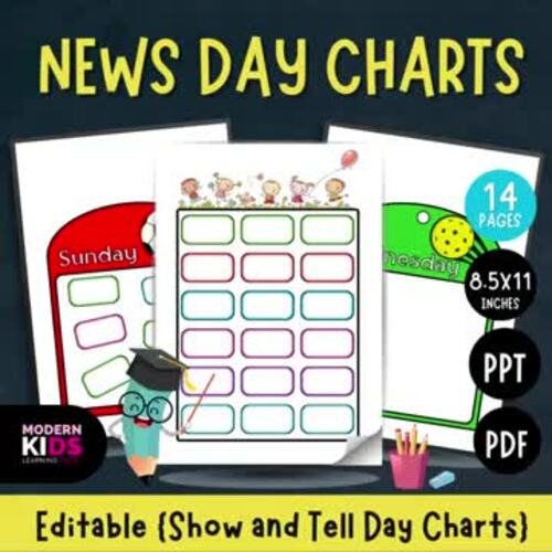 News Day Charts: Customize Your {Show and Tell Day Charts} | TPT