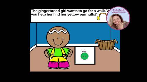 Gingerbread Earmuffs Colors Yes/No What Questions Errorless Winter Speech