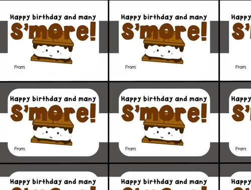 Smores Birthday Gift Tag- Happy birthday and many s'more! | TPT