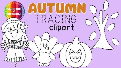 Fall Tracing Clipart - Simple Fall Clipart for Tracing Activities