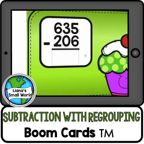 Subtracting with Regrouping Boom Cards Digital Task Cards | TPT
