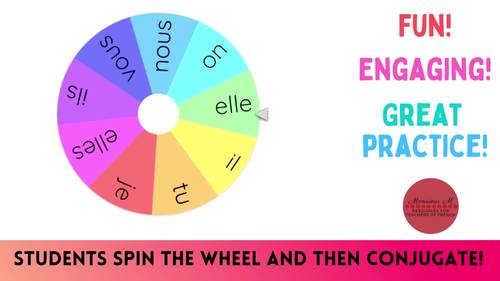 French Regular Verbs Game (-ER, -IR, -RE) - WHEEL OF CONJUGATION!