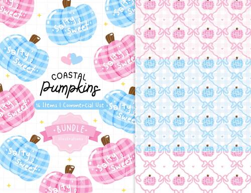 Coastal Pumpkin Clipart & Patterns Summer Halloween Pumpkins | TPT