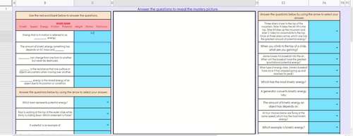 Digital Science Pixel Art Mystery Picture Potential and Kinetic Energy NGSS
