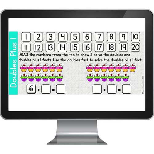 Addition to 20 Doubles Plus 1 Digital Math Center for SEESAW | TPT