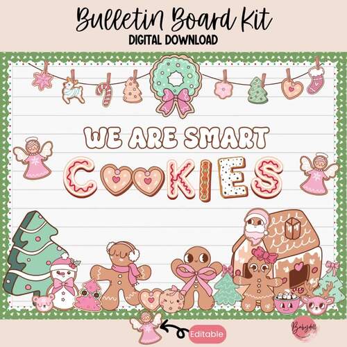 Editable Christmas Bulletin Board Kit|Gingerbread Smart Cookies ...