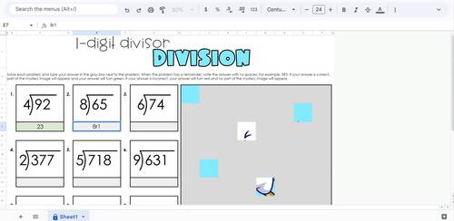 1 Digit Division Digital Mystery Puzzle Pixel Art | 5.NBT.6 | TPT
