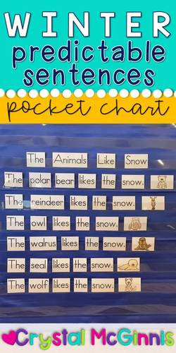 Winter Predictable Sight Word Sentence Pocket Charts (10 Charts)