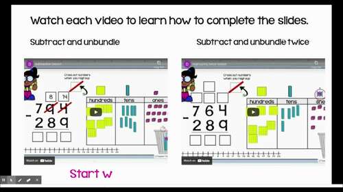 3-Digit Subtraction with Regrouping Minilesson and Problems for Google ...