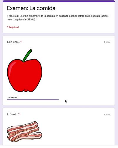 Spanish Food La comida Google Forms Activity or Assessment Distance ...