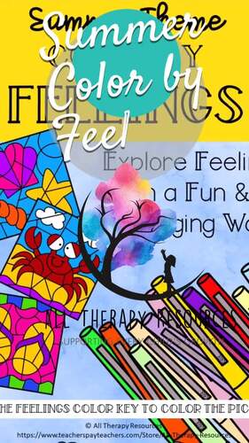 SUMMER Color by Number with Feelings by All Therapy Resources | TPT
