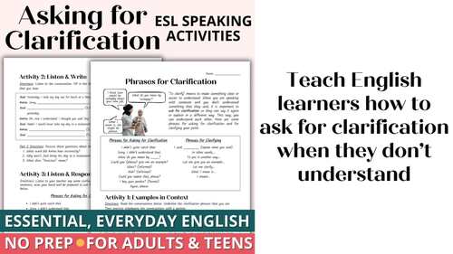 Adult ESL Speaking Activities Conversational English - Asking for ...