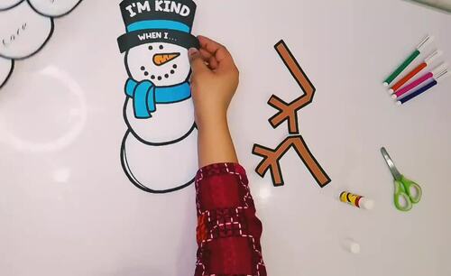 Winter Snowman Kindness Coloring Writing Craft Bulletin Board 2nd Grade