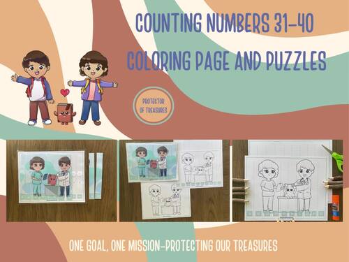 Counting Numbers 31-40 Puzzles and Coloring Page by Protector Of Treasures