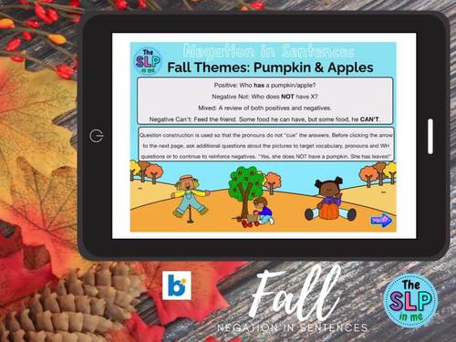 Fall Negation BOOM Cards™ – Understanding "Not" in Sentences | TPT