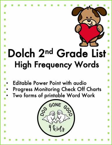 Dolch Grade 2 PPT (with audio!)(High Frequency Words) by DogGoneGood4Kids