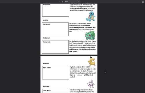 "Gotta Convert Them All!" Pokemon Inspired Metric Conversions Practice