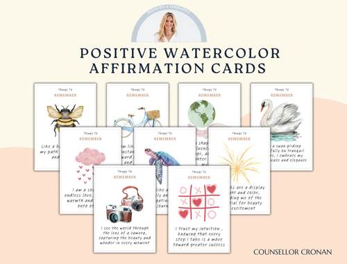 Positive Watercolor Affirmation Cards. Positive Thinking. Growth ...