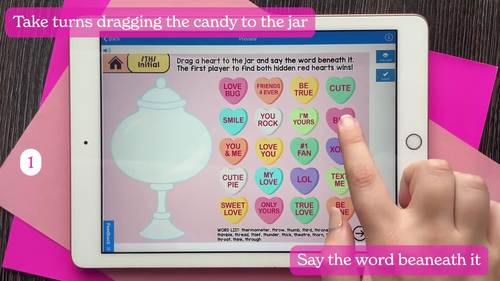 Candy Articulation Game - TH - Boom Cards™ Deck - Valentine's Day Speech