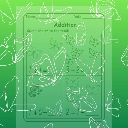 Spring Butterfly Addition Worksheets | Easy Math Practice Within 5 for ...