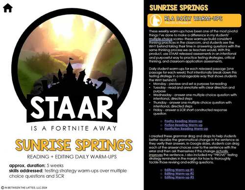 RLA STAAR Boot Camp - "STAAR Is a Fortnight Away!" - Grades 3-5 | TPT