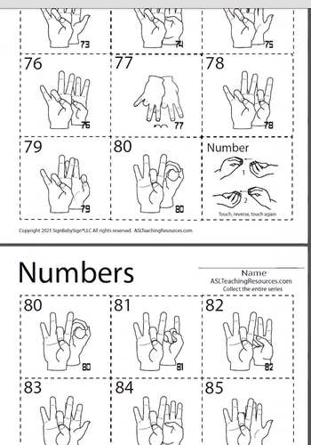 ASL Numbers Flashcards Set 60 - 70 by ASL Teaching Resources | TPT