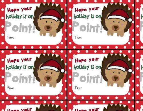 Cute Hedgehog Christmas/ Winter Holiday Gift Tag- Hope your holiday is ...