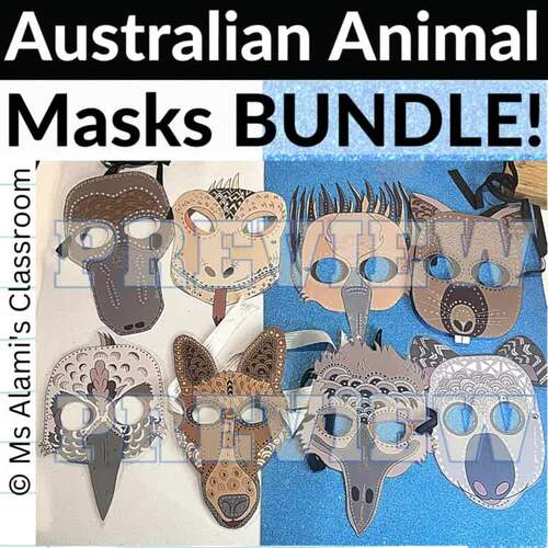 Book Week 2023 Australian Animal Masks BUNDLE by Ms Alami's Classroom