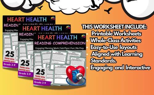Heart Health Month Reading Comprehension Passages 3rd,4th,5th,6th,7th ...