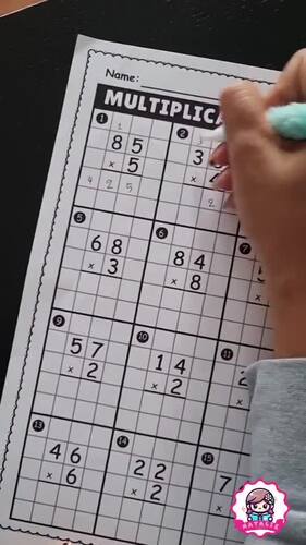 Graph Paper Worksheet : Multiplication 2 digit by 1 digit | Answer ...