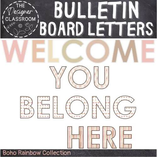 Printable Bulletin Board Letters | Boho Rainbow Classroom Decor | TPT
