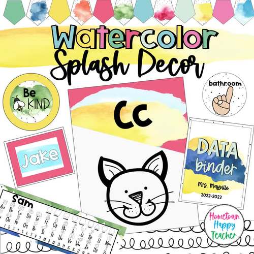 Watercolor Classroom Decor Bundle | Watercolor Classroom Theme | TpT