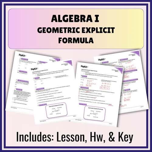 Geometric Sequences Guided Notes, Worksheet 8th-10th Grade Algebra