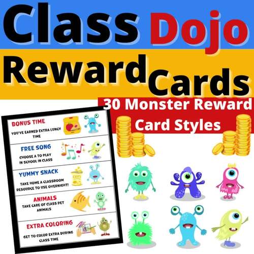 Class Dojo SEL Activity Monster Reward Cards Classroom Reinforce PBIS