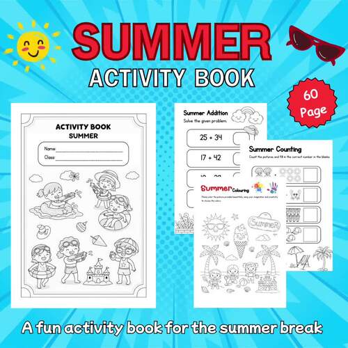 Summer Learning Worksheets Activity Book (Math, Reading, Games, Coloring)