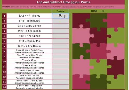 Add and Subtract Time Valentine's Day Themed by Abaco Education Zone