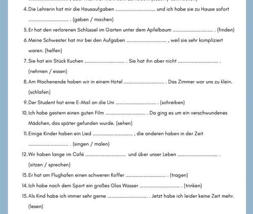 German Perfekt Tense Worksheet A2 Irregular Verbs - DaF Arbeitsblatt ...