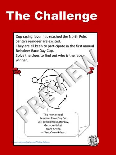 The Reindeer Race Day Cup by Thinking Challenges | TpT