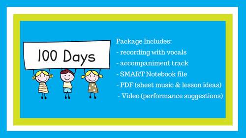 100th Day of School Song and Activity with Backing Track | TPT