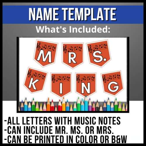 Printable Music Name Banner → Editable Bulletin Board Decor →All Letters