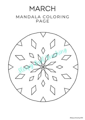 March Mandala Coloring Pages for Kids by Sleepy Owl Teaching | TPT
