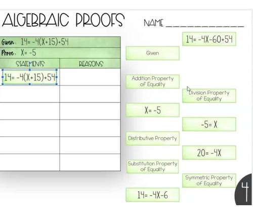 Algebraic Proof Activity - High School Geometry Proofs - Distance ...