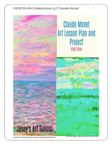 Claude Monet Art Lesson High Seas 2nd 3rd 4th grade Writing Activity
