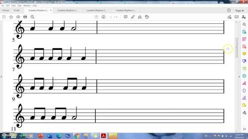 Creative Rhythm Composition #3 (Basic Rhythm Practice Music Worksheet)