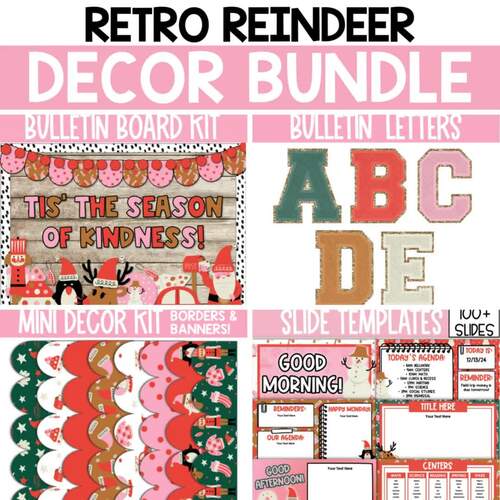 Retro Christmas Bulletin Board Decor Bundle / Holiday Decor Bundle
