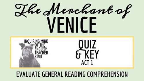 The Merchant of Venice Act 1 Quiz and Answer Key (Printable) | TPT