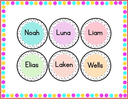Printable Pastel Spotty Student Name Tags, Boho Nametags, Door Display Tags