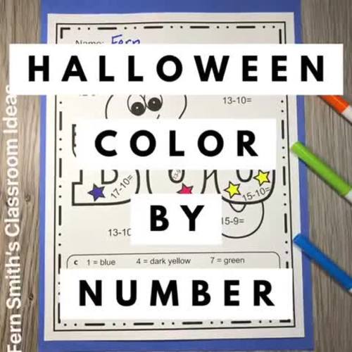 Halloween Color By Number Subtraction by Fern Smith's Classroom Ideas