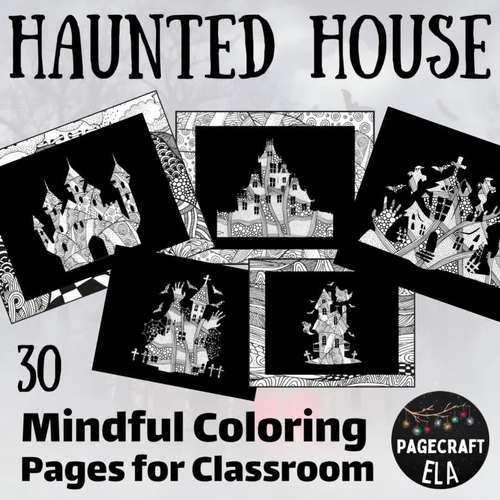 Mindful Coloring Haunted Houses | Classroom Decor for October or Halloween