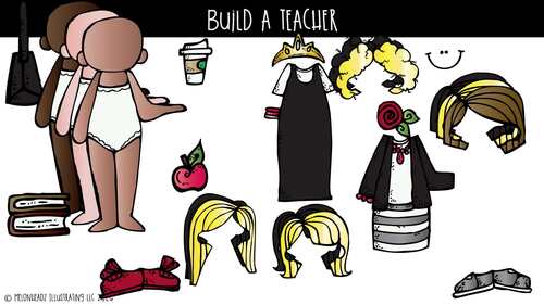 Build a teacher clip art, Me, body, digital paper doll COMBO PACK